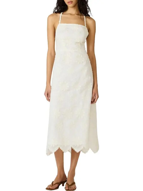 Steve Madden Riyan Embroidered Sleeveless Midi Dress - Cream