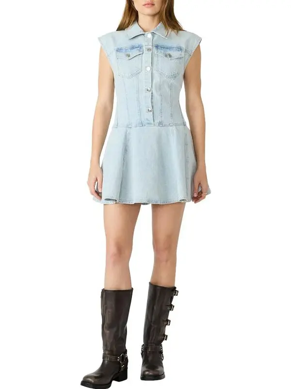 Steve Madden Liya Flare Denim Mini Dress - Sulphur Spring