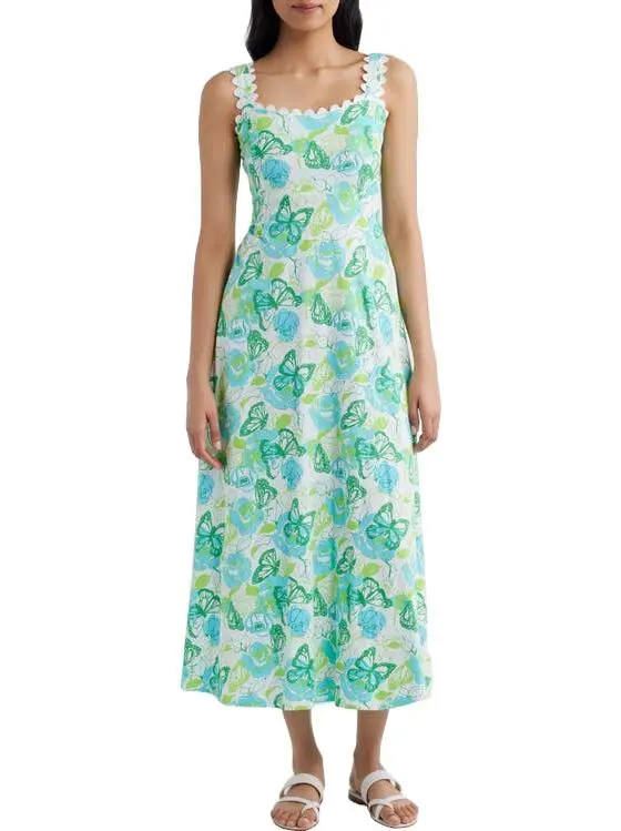 Lilly Pulitzer® Floral Print A-line Midi Dress - Resort White Monarch Rose
