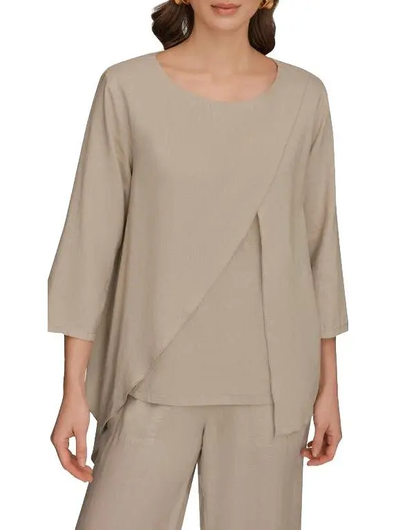 Donna Karan New York Overlap Wrap-front Top - Tuscan Gre