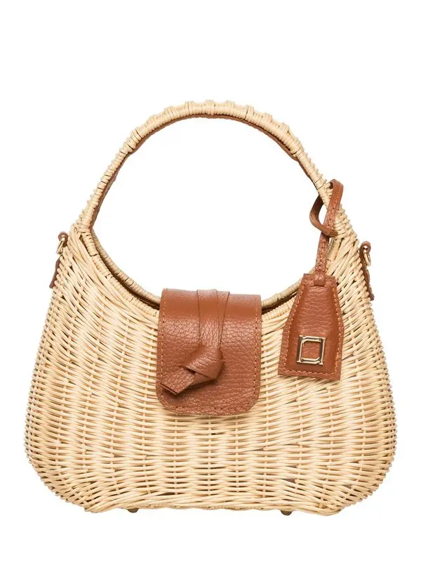 Rafe New York Top Handle Wicker Bag - Natural/cognac