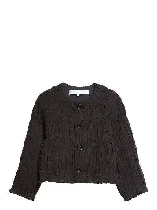 Tao Comme Des Garçons Yarn Dyed Shirred Crop Jacket - Black