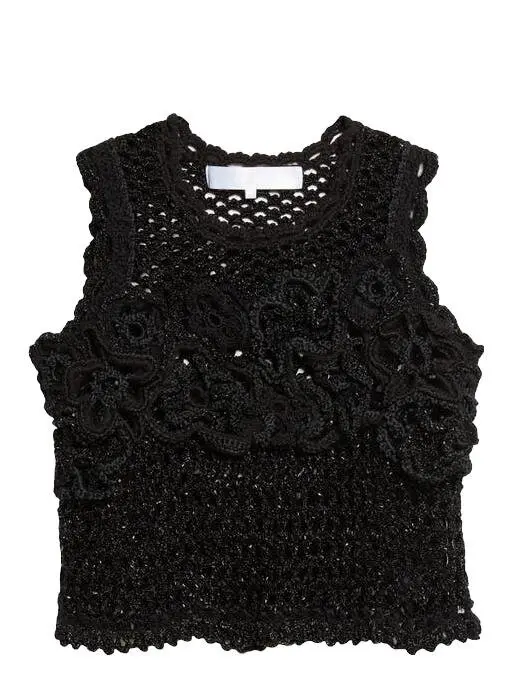 Tao Comme Des Garçons Crochet Flower Mesh Tank - Black