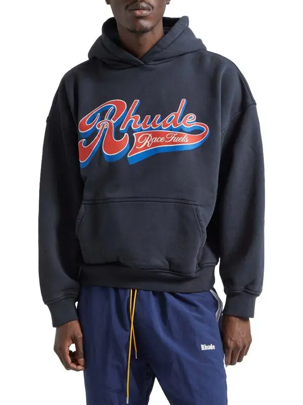 Rhude Pit Stop Hoodie - Vintage Black/red/blue