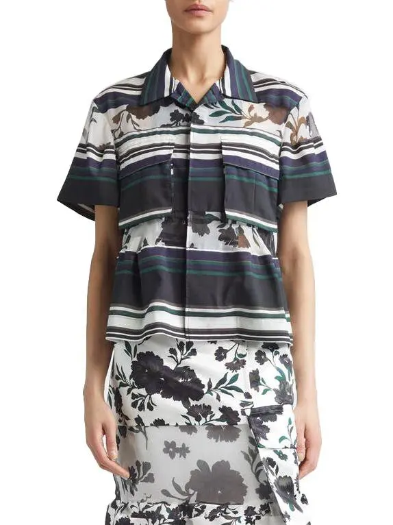 Sacai Pattern Mix Short Sleeve Shirt - White Multi