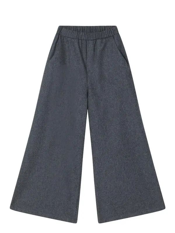 DOUUOD Wool-blend Wide-leg Trousers - Grey