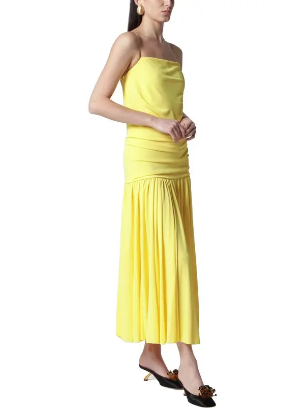 Jacquemus Abiha Pleated Midi Dress With Draping - Yellow