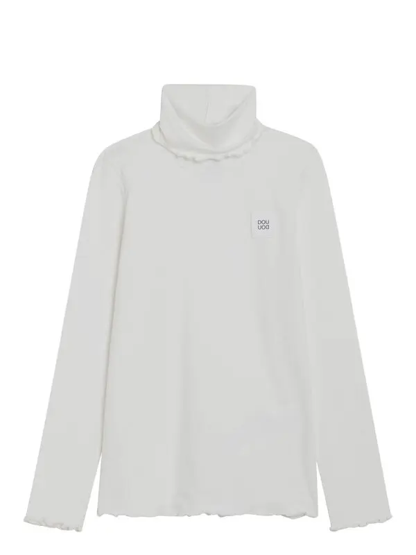 DOUUOD Turtleneck Sweater In Cotton Blend - White