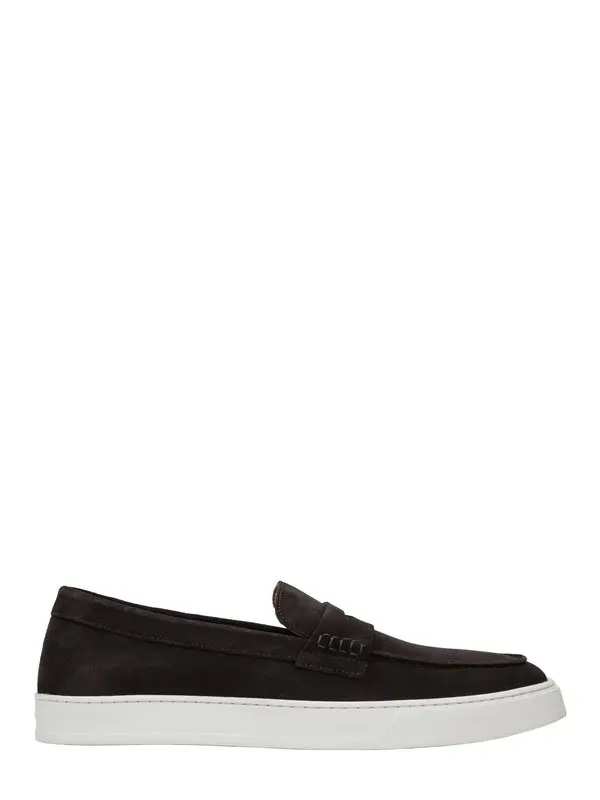 DOUCAL'S Suede Penny Loafers - Brown