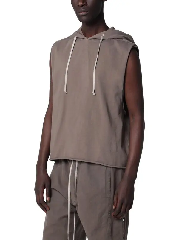 Rick Owens Cotton Hooded Sleeveless Top - Beige