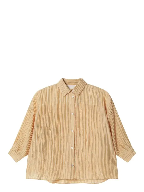 DOUUOD Lyocell Blend Pleated Shirt - Yellow