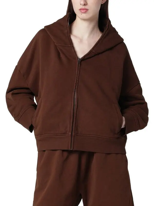 ENTIRE STUDIOS Cotton Zip-up Hooded Sweatshirt - Brown