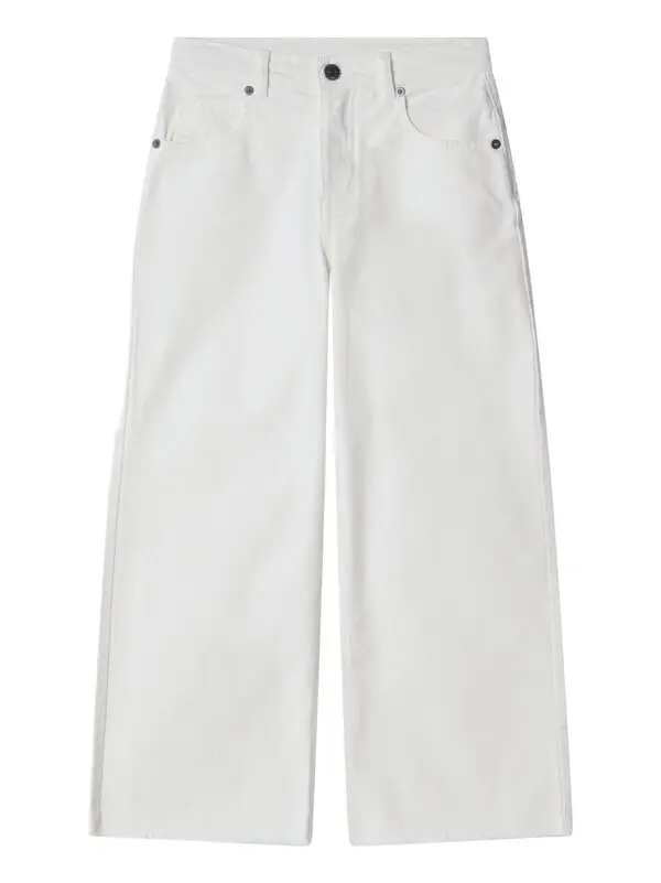 DOUUOD Wide Leg Denim Trousers - White