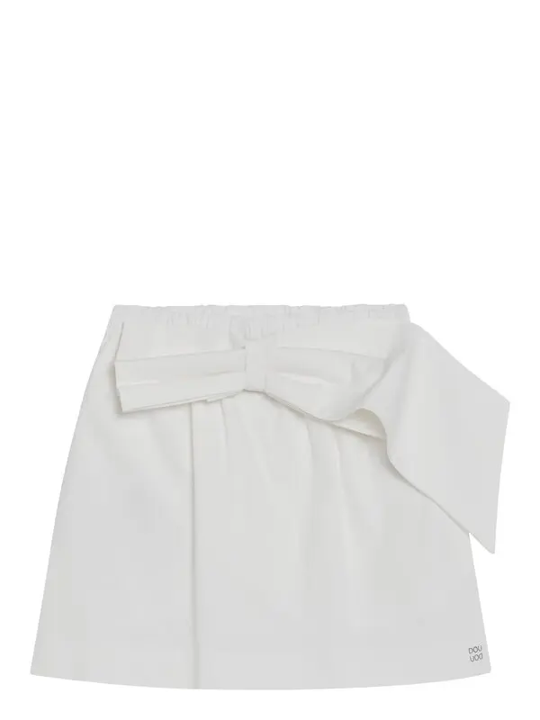 DOUUOD Cotton Mini Skirt With Bow - White