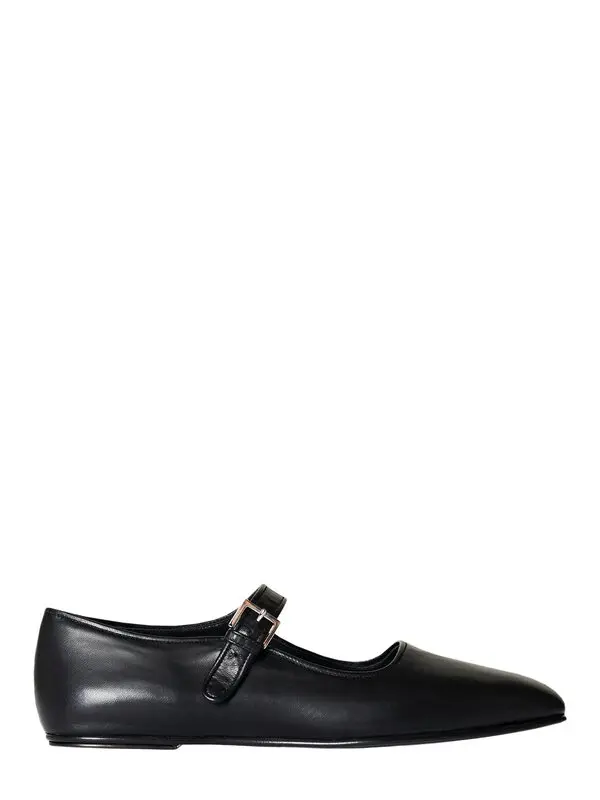 THE ROW Ava Leather Mary Jane Shoes - Black