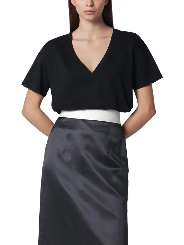 Loulou De Saison Cotton V-neck T-shirt - Black