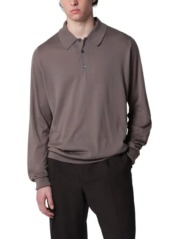 John Smedley Finchley Moss Cotton Polo Shirt - Beige