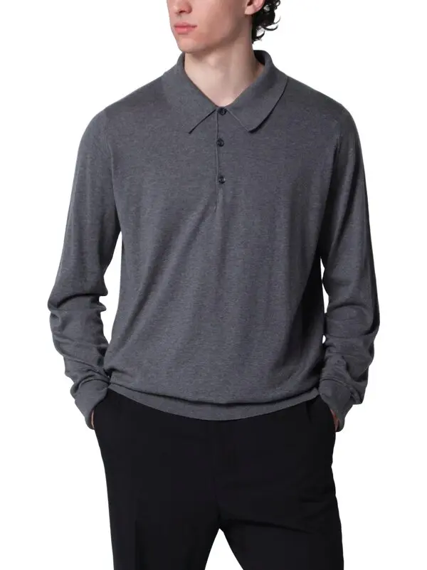John Smedley Gray Finchley Polo In Cotton - Grey