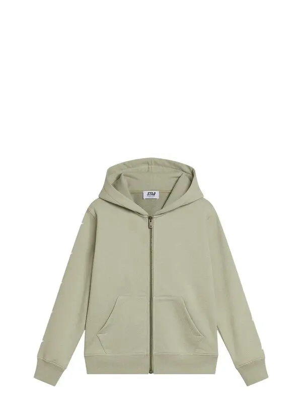 GOLDEN GOOSE Zip-up Hooded Sweatshirt With Stars - Green