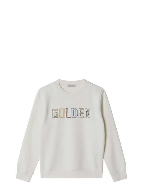 GOLDEN GOOSE Cotton Sweatshirt With Embroidered Logo - White