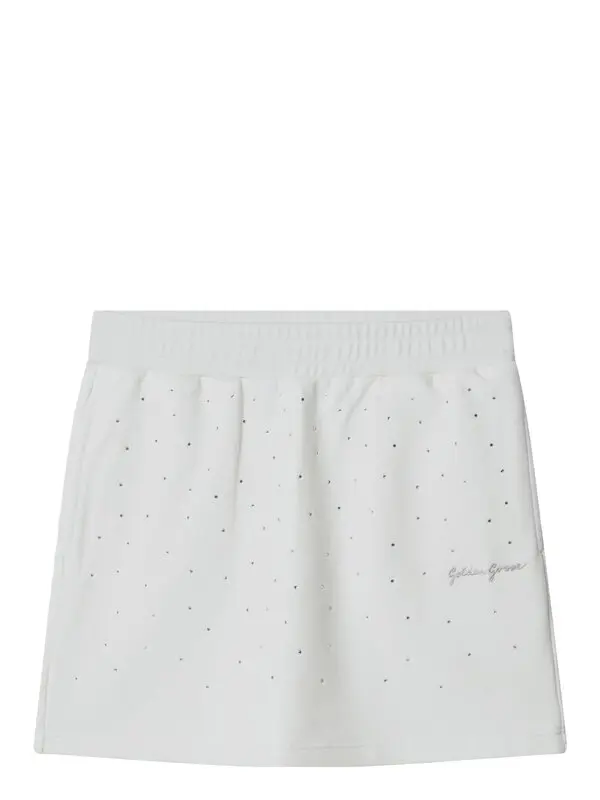 GOLDEN GOOSE Cotton Mini Skirt With Rhinestone Embellishments - White