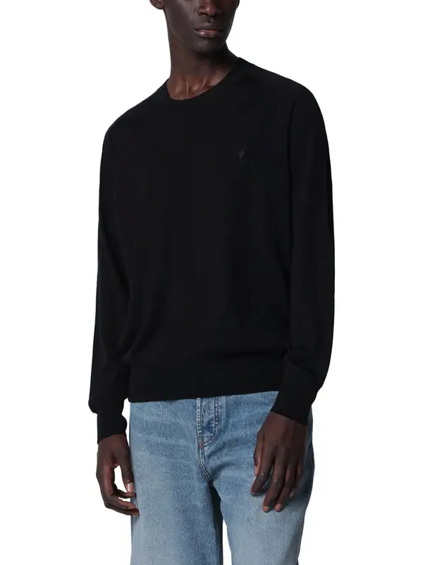 AMI Paris De Coeur Wool Sweater - Black