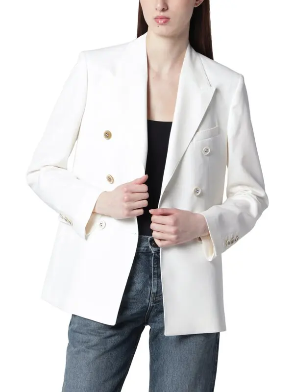 GOLDEN GOOSE Wool-blend Double-breasted Jacket - White