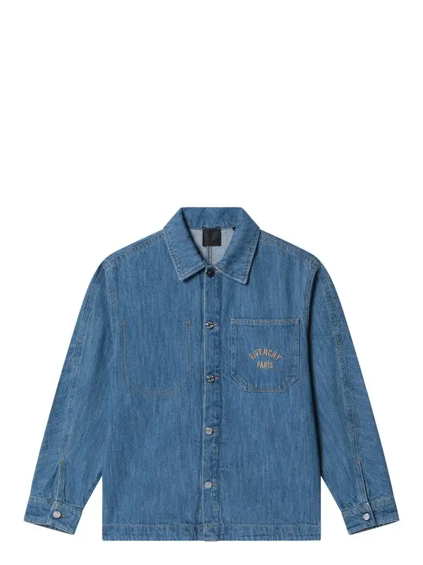 Givenchy Denim Shirt With Logo Embroidery - Blue