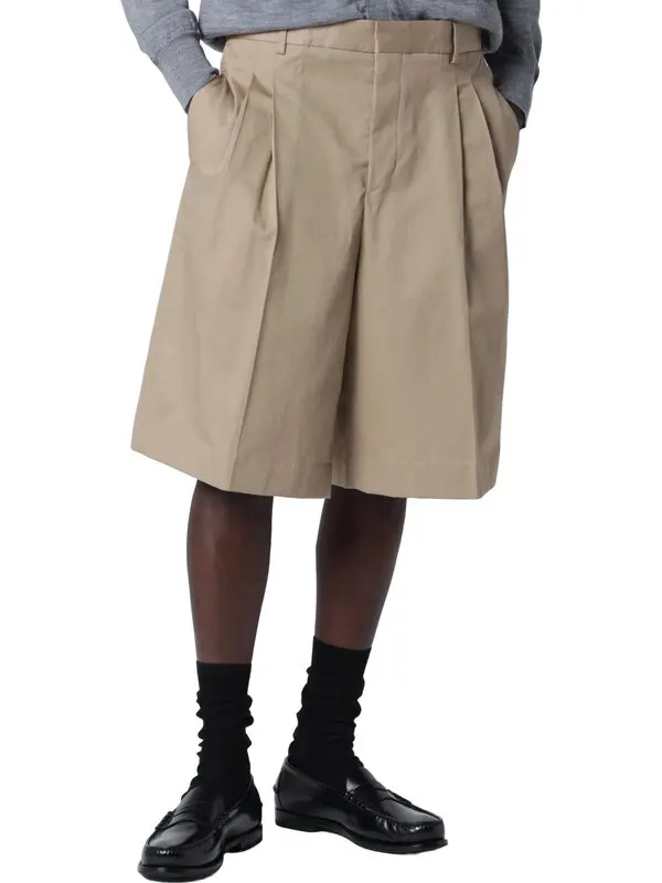 Ami Pleated Bermuda Shorts - Beige