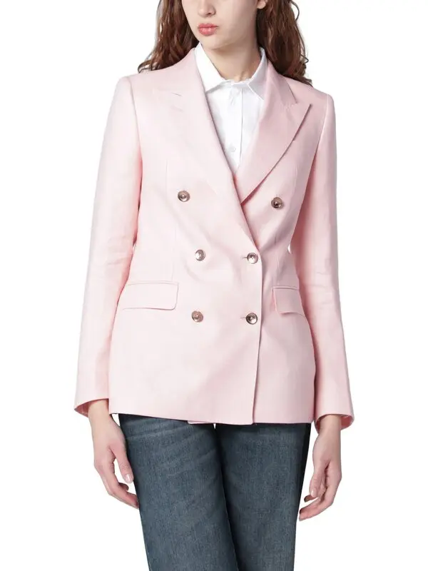 Tagliatore Double-breasted Linen Jacket - Pink