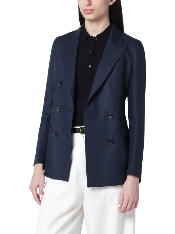 Tagliatore Double-breasted Linen Jacket - Blue