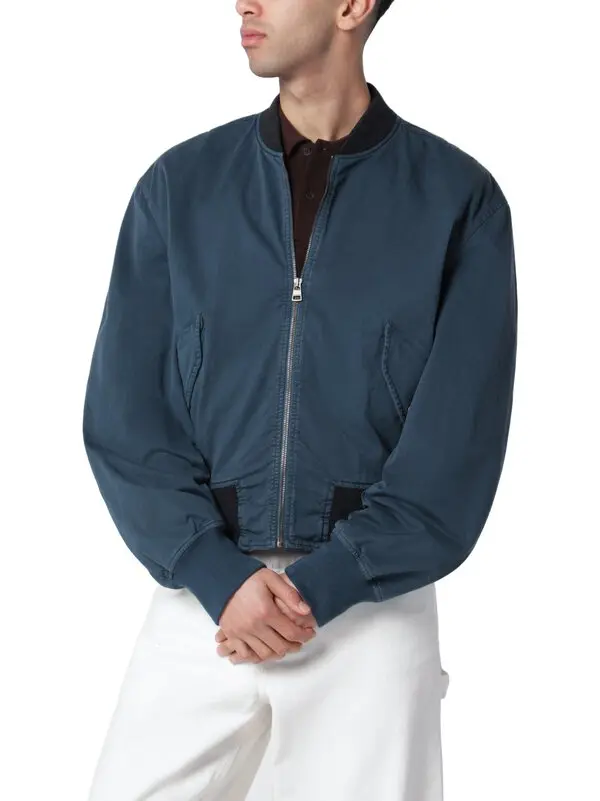 JW Anderson Cotton Bomber Jacket With Vintage Finish - Blue