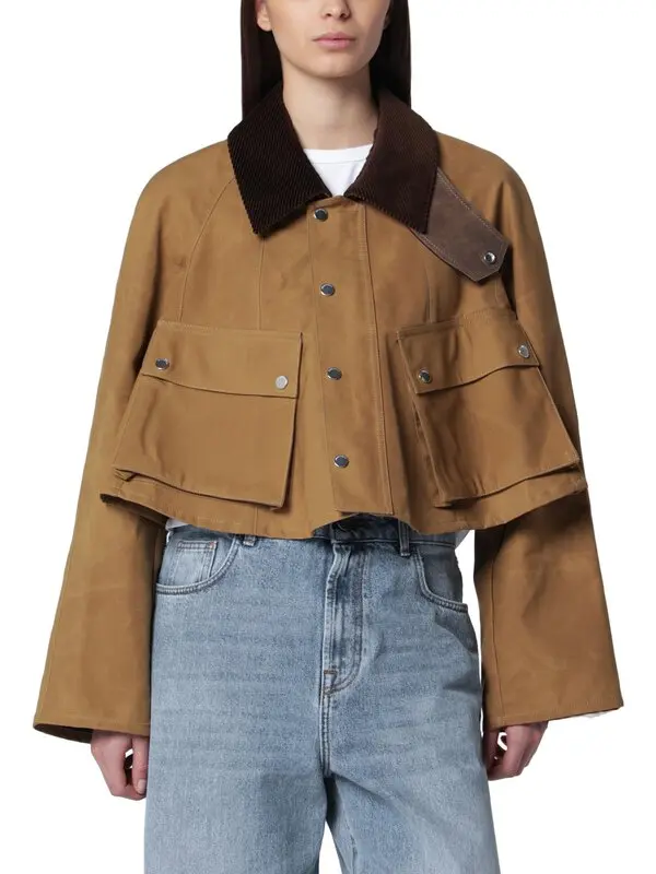JW Anderson Short Jacket In Waxed Cotton - Brown