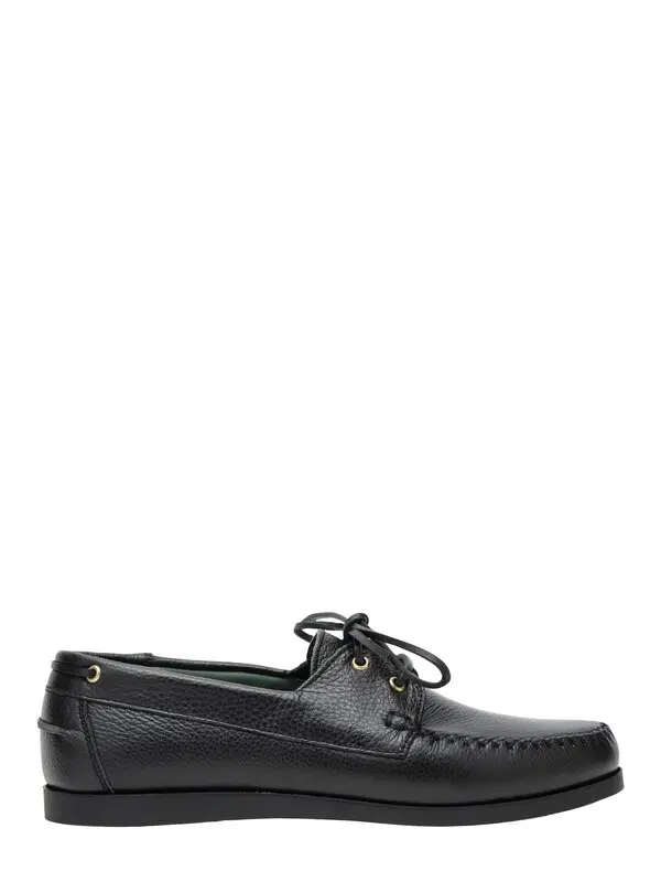 VINNY'S Leather Boat Shoes - Black