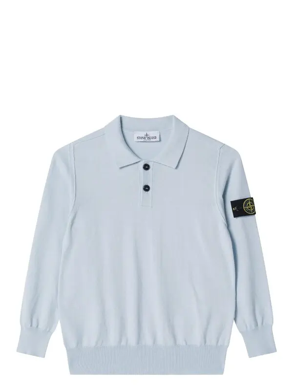 Stone Island Cotton Knit Polo - Light Blue