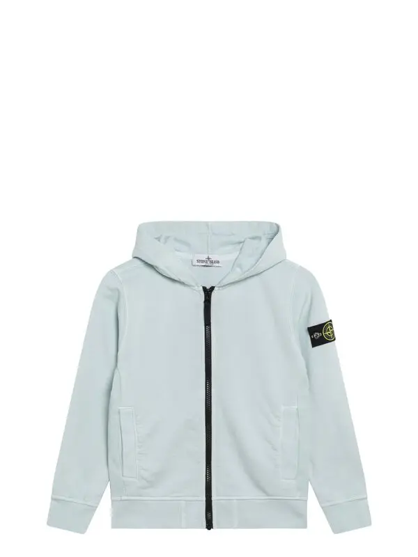Stone Island Cotton Zip-up Hoodie - Light Blue