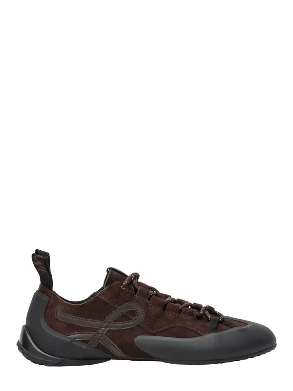 Loewe Grip Sneaker In Suede Calfskin - Brown