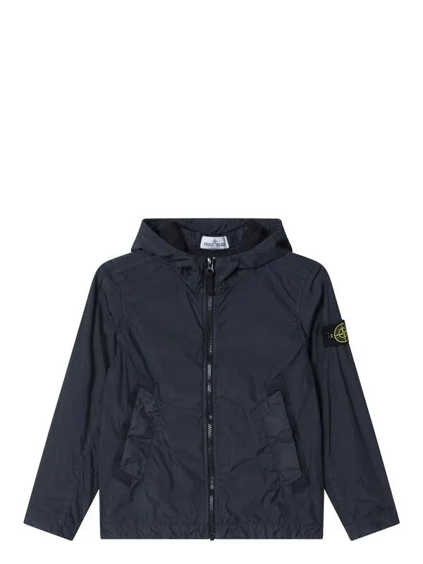 Stone Island Nylon Zip-up Hooded Jacket - Blue