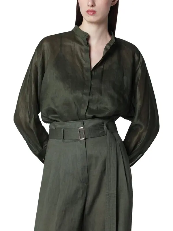Max Mara Ramie Canvas Shirt - Green