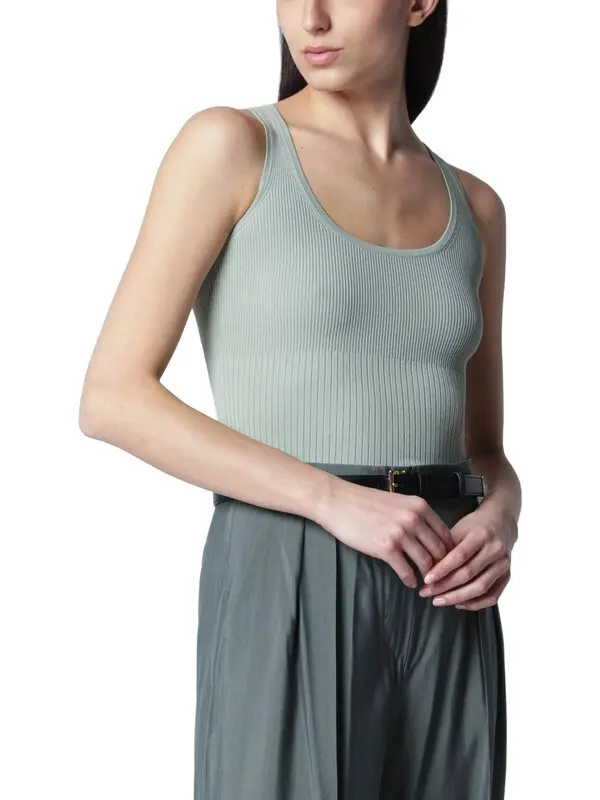 Max Mara Sleeveless Ribbed Top - Green
