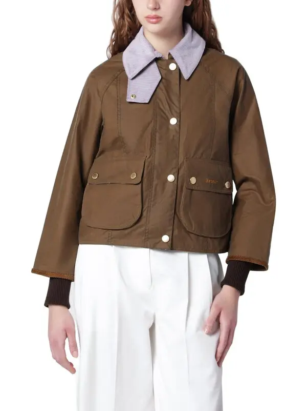 Barbour Beadnell Waxed Cropped Jacket - Green