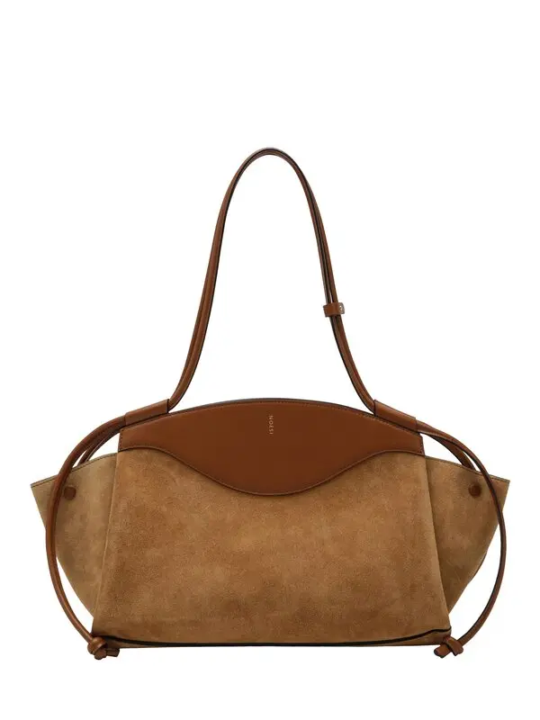 NOESI Molly Suede Shoulder Bag - Beige