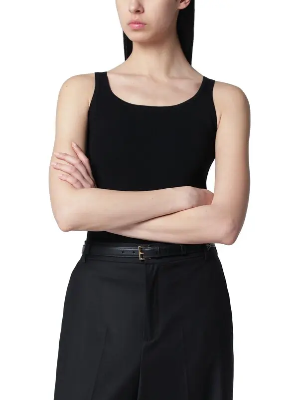 Max Mara Sleeveless Viscose Crêpe Knit Top - Black