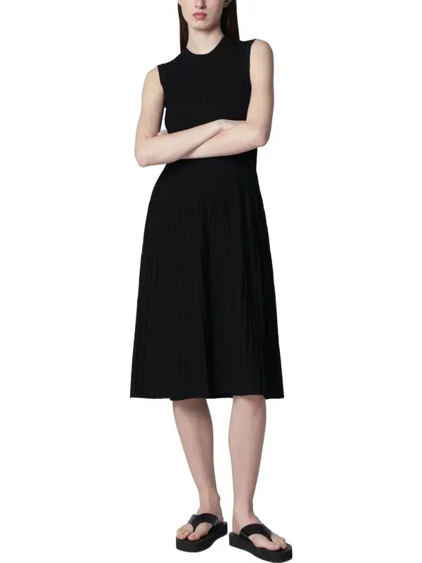 Max Mara Midi Fit-and-flare Ribbed Viscose Crêpe Dress - Black