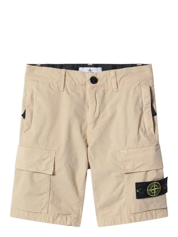Stone Island Cargo Bermuda Shorts With Compass Logo - Beige