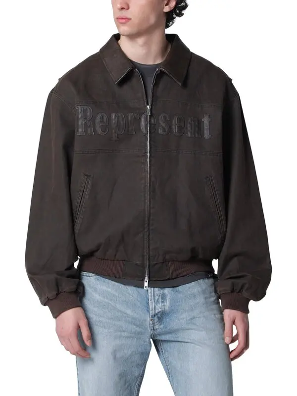 REPRESENT Roscoe Canvas Bomber Jacket - Brown