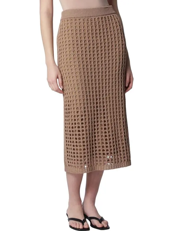 Max Mara Mesh Cotton Maxi Skirt - Brown