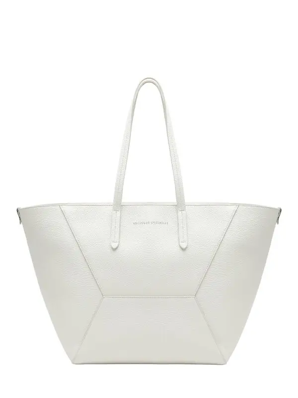 Brunello Cucinelli Grained Leather Duo Bag - White