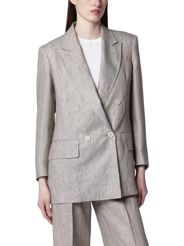 Max Mara Olimpia Double-breasted Linen Blazer - Beige