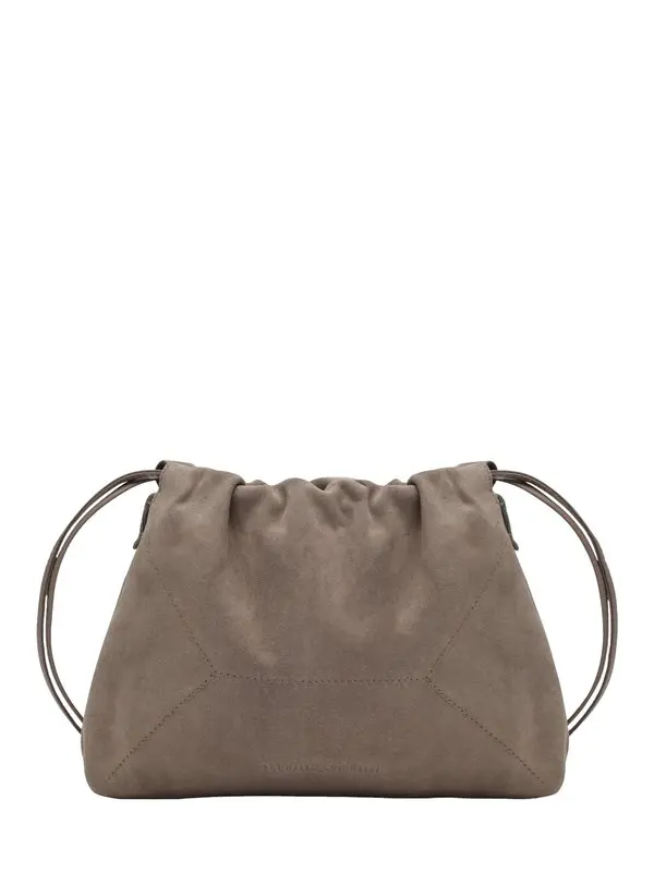 Brunello Cucinelli Suede Pouch With Monile Detail - Beige
